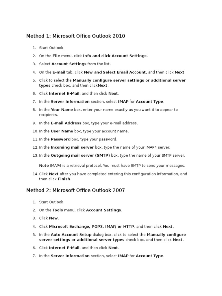 Method 1: Microsoft Office Outlook 2010: Types Check Box, and Then ...