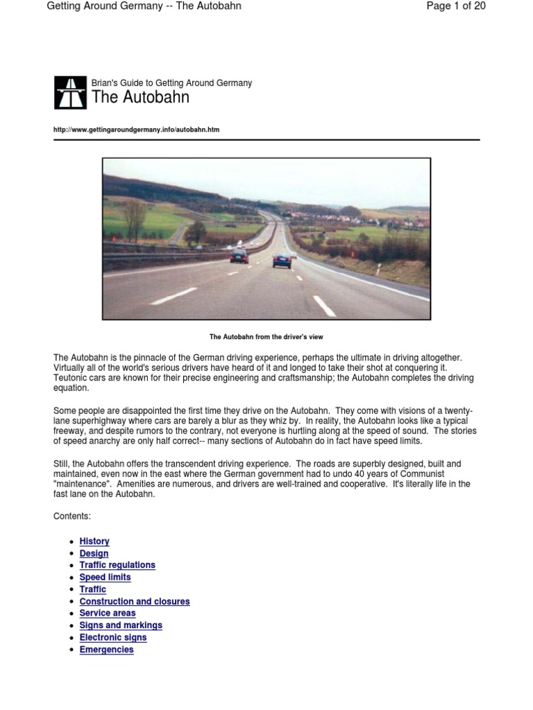Understanding Germany's Autobahn System | PDF | Speed Limit | Traffic