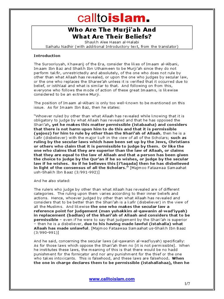 Who Are The Murjiah and What Are Their Beliefs - Shaykh Alee Hasan Al ...