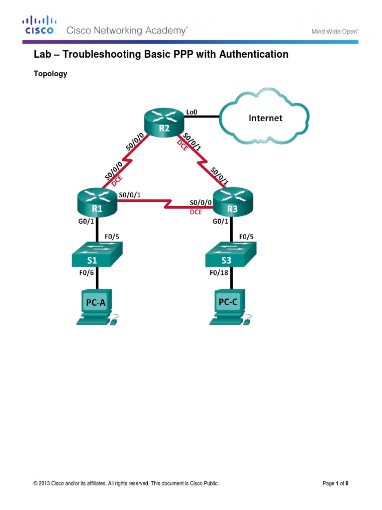 3.4.1.5 Lab - Troubleshooting Basic PPP With Authentication - PDF-DT | PDF | Router (Computing ...