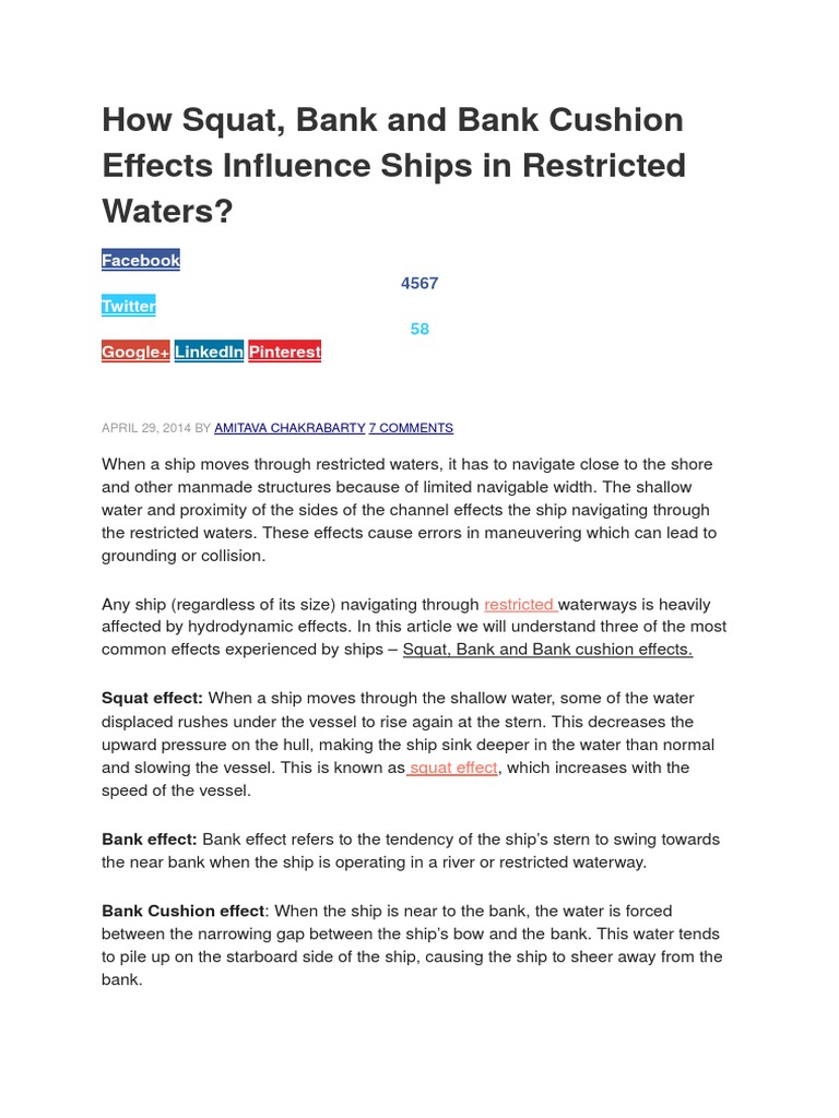 How Squat, Bank and Bank Cushion Effects Influence Ships in Restricted ...