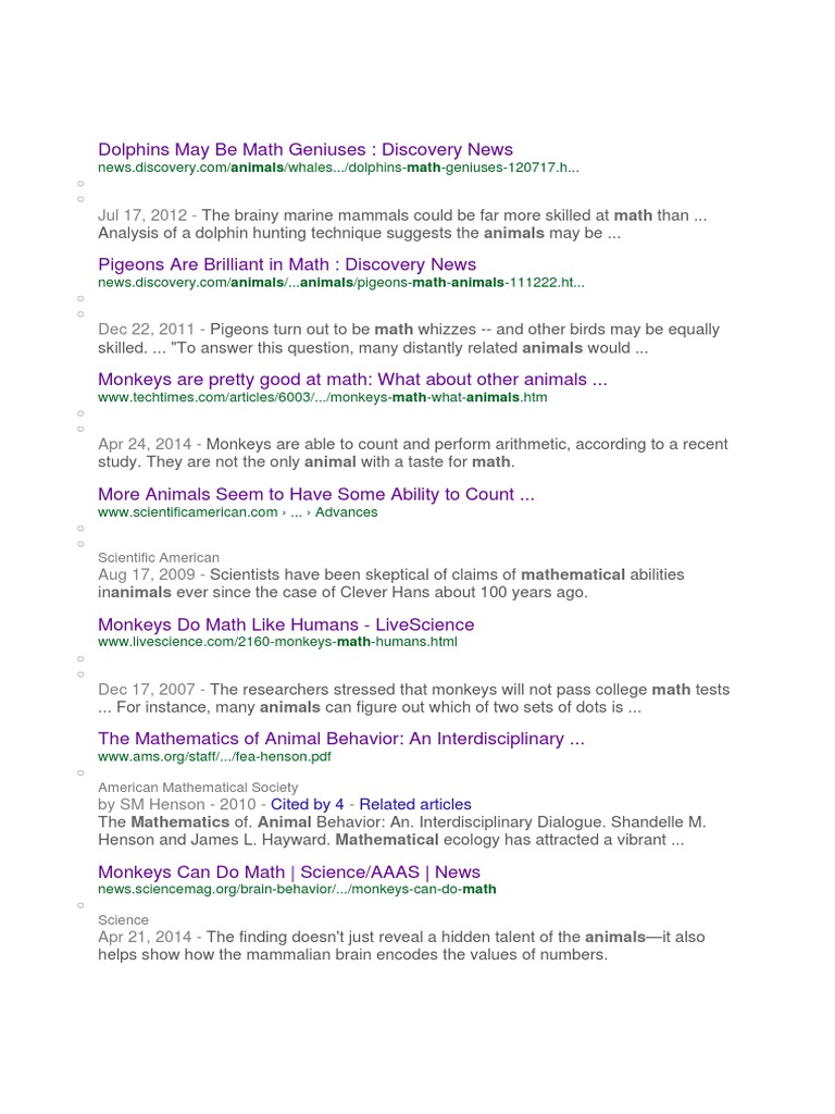 Dolphins and Pigeons: Math Skills in Animals | PDF | Social Science ...
