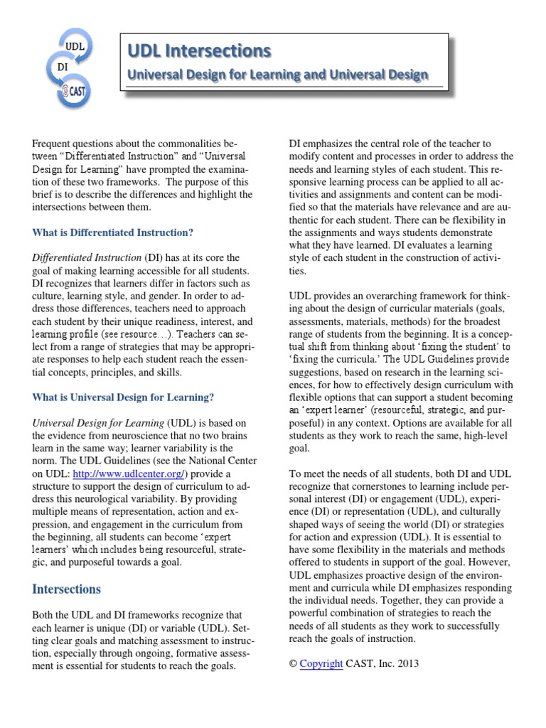 Udl-Di Brieffinal | PDF | Differentiated Instruction | Curriculum
