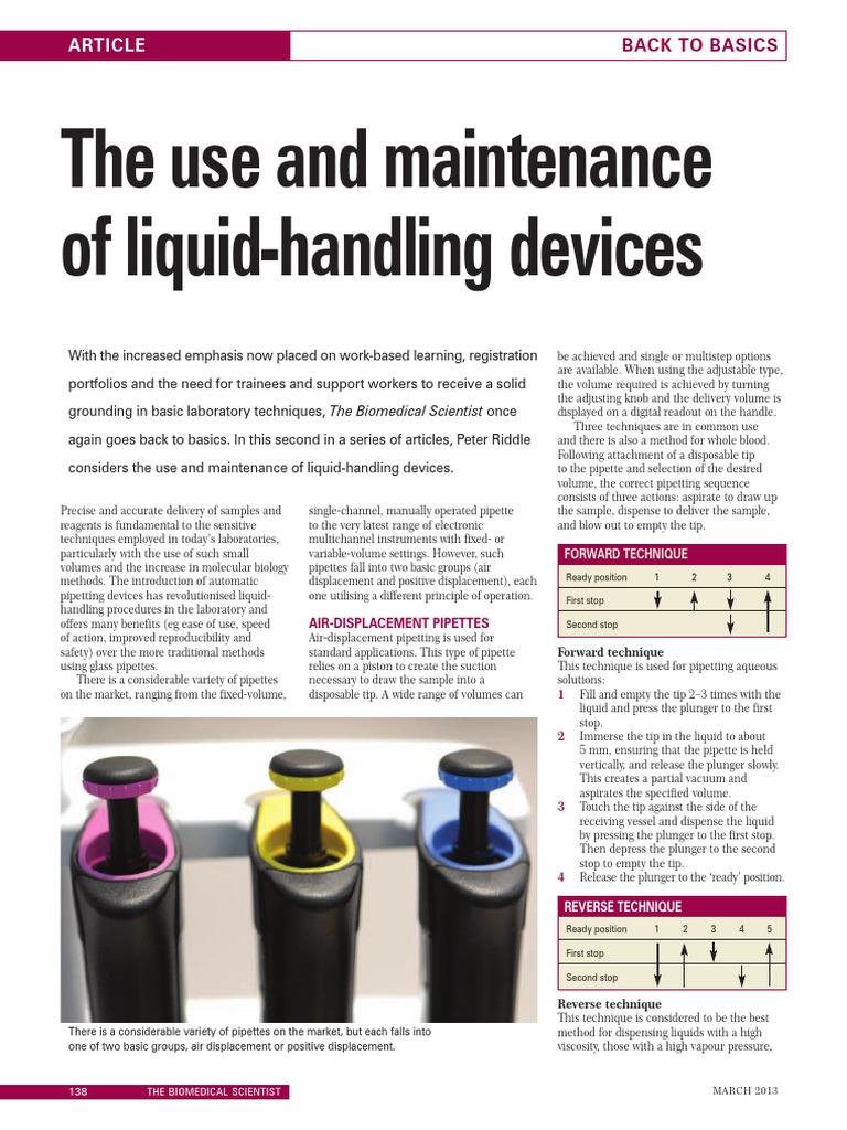 Liquid Handling Techniques in Labs | PDF | Standard Deviation ...