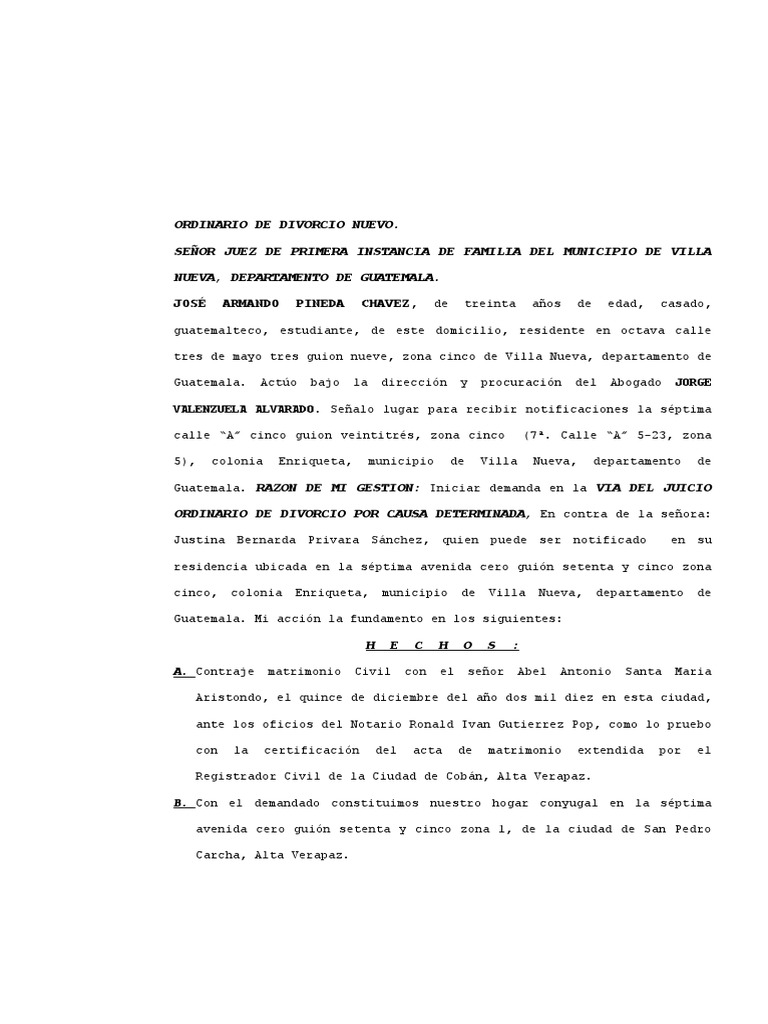 Ordinario de Diorcio | PDF