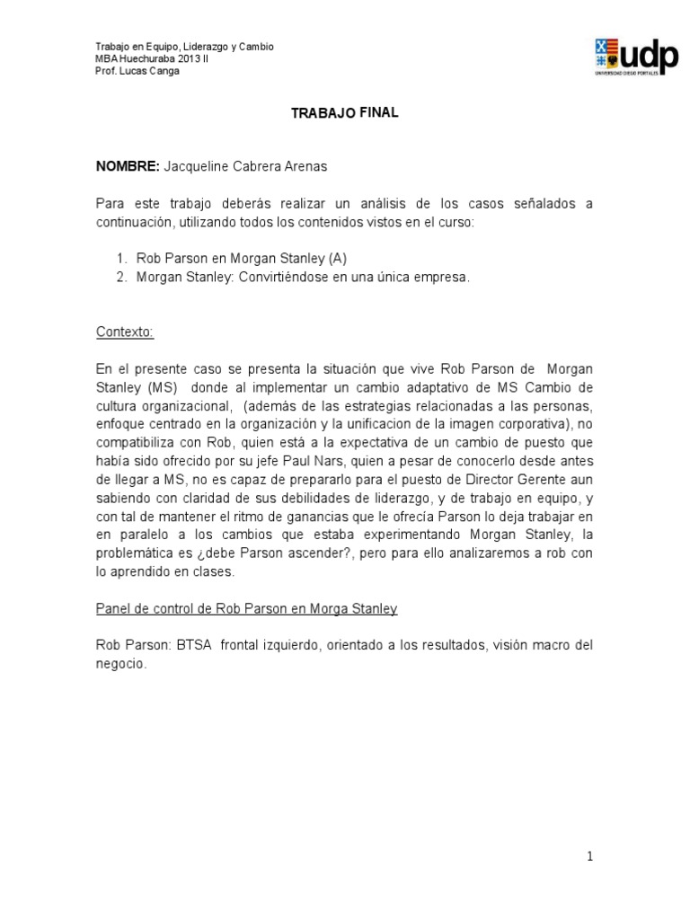 Caso Rob Parson y MS | PDF | Liderazgo | Creatividad
