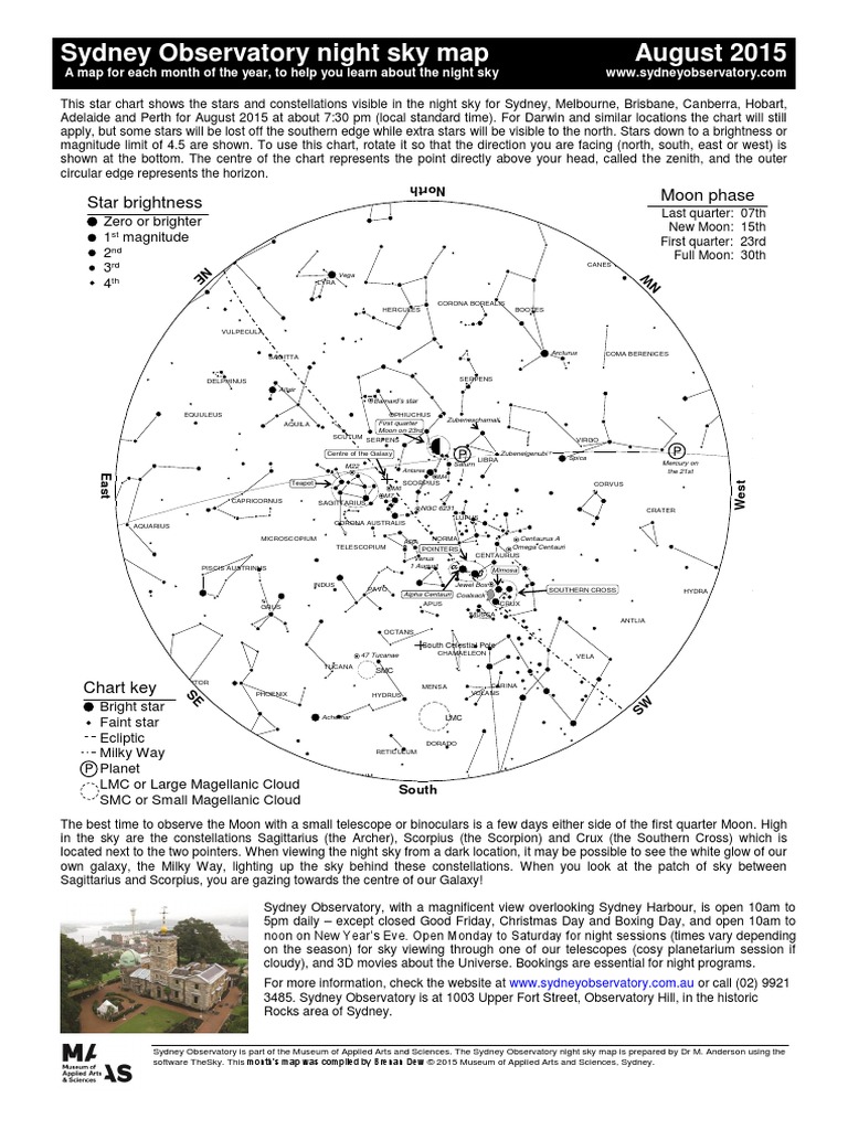 Star Map Aug 2015 | PDF | Milky Way | Astronomical Objects