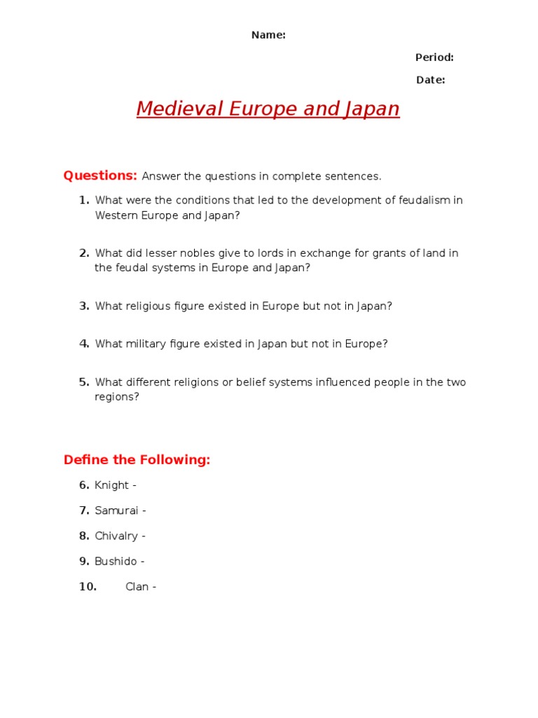 Medieval Feudalism: Europe vs Japan | PDF