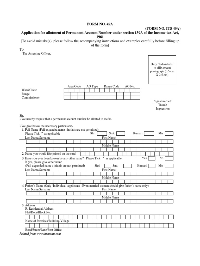 Form No. 49a (Form No. Its 49a) | PDF | Government Information | Government