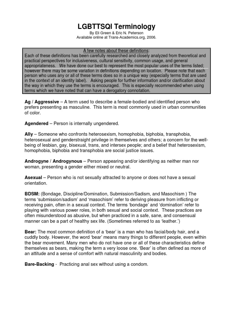 Lgbttsqi Terminology PDF | PDF | Gender Role | Transgender