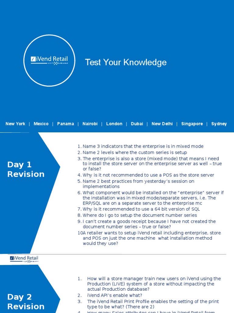 CitiXsys IVend Training Quizzes | PDF | Point Of Sale | Retail