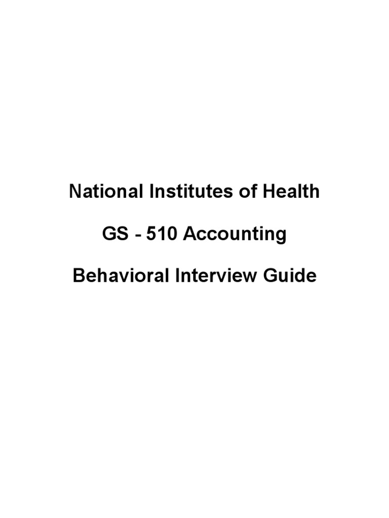 National Institutes of Health GS - 510 Accounting Behavioral Interview ...