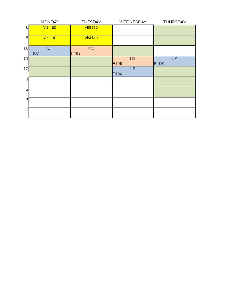 Weekly Lab Schedule Overview | PDF