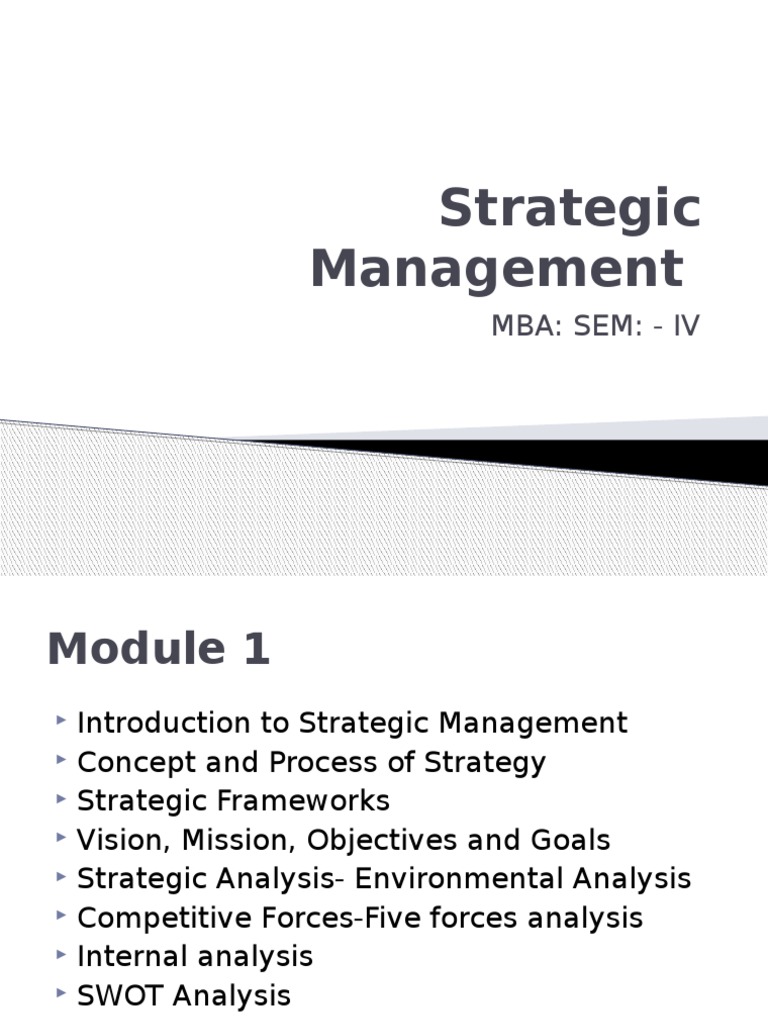 Strategic Management: Mba: Sem: - Iv | PDF | Strategic Management ...