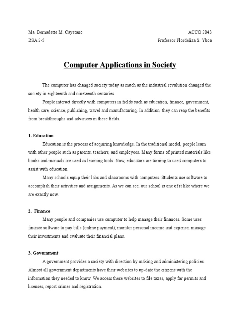 Computer Applications in Society | PDF | Publishing | Health Care