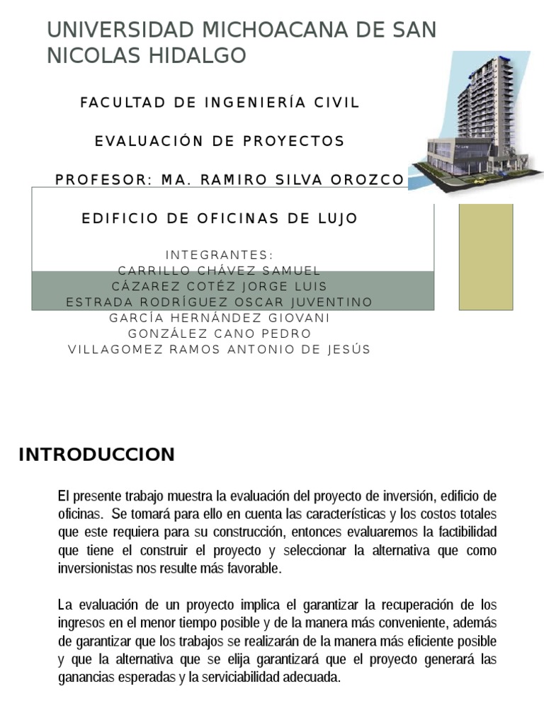 Presentacion Edificio de Oficinas | PDF | Presupuesto | Encendiendo