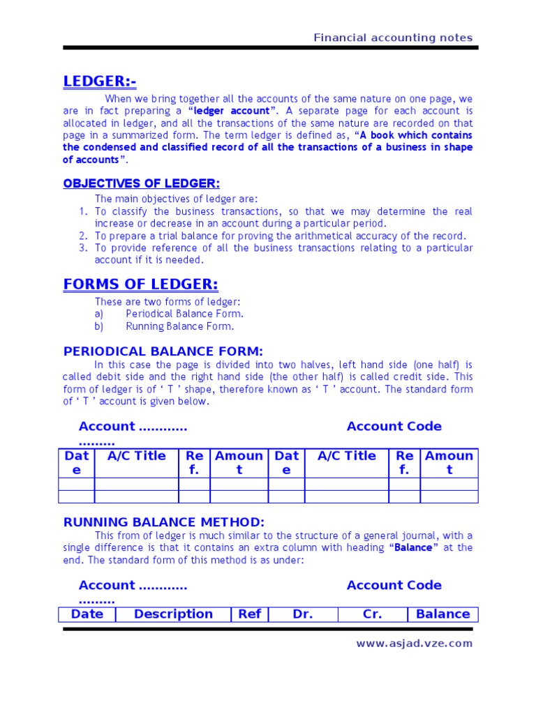7.LEDGER (Financial Accounting) | PDF | Debits And Credits | Service ...