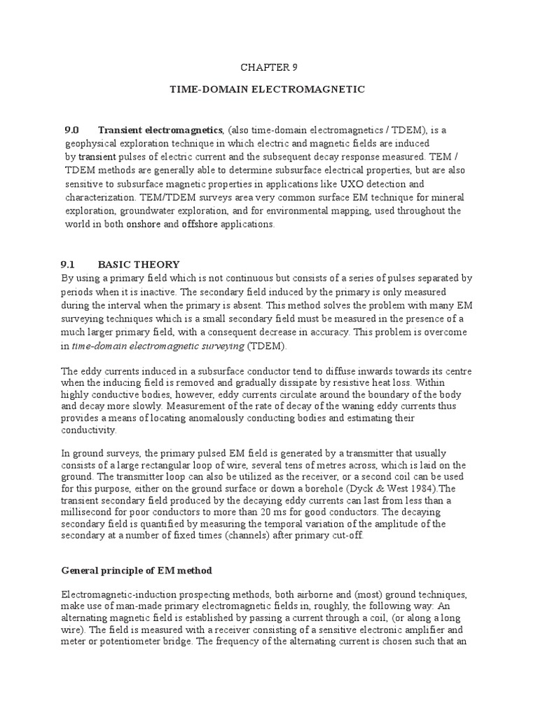 9.0 Transient electromagnetics, (also time-domain electromagnetics ...
