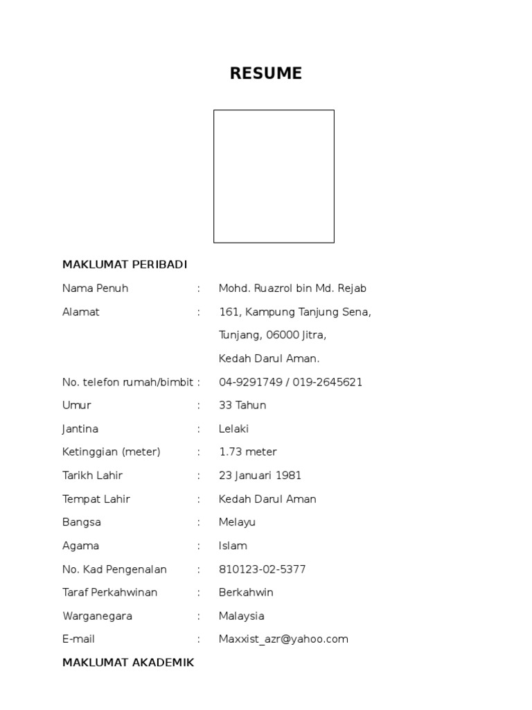 Contoh Resume | PDF