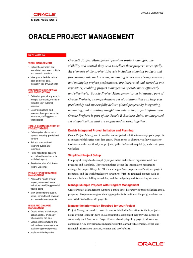 Oracle Project Management: Key Features | PDF | Project Management ...