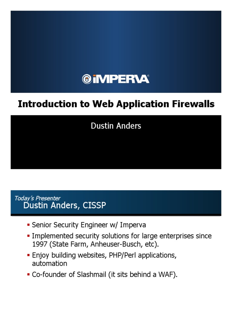 Introduction To Web Application Firewalls: Dustin Anders | Download Free PDF | Vulnerability ...