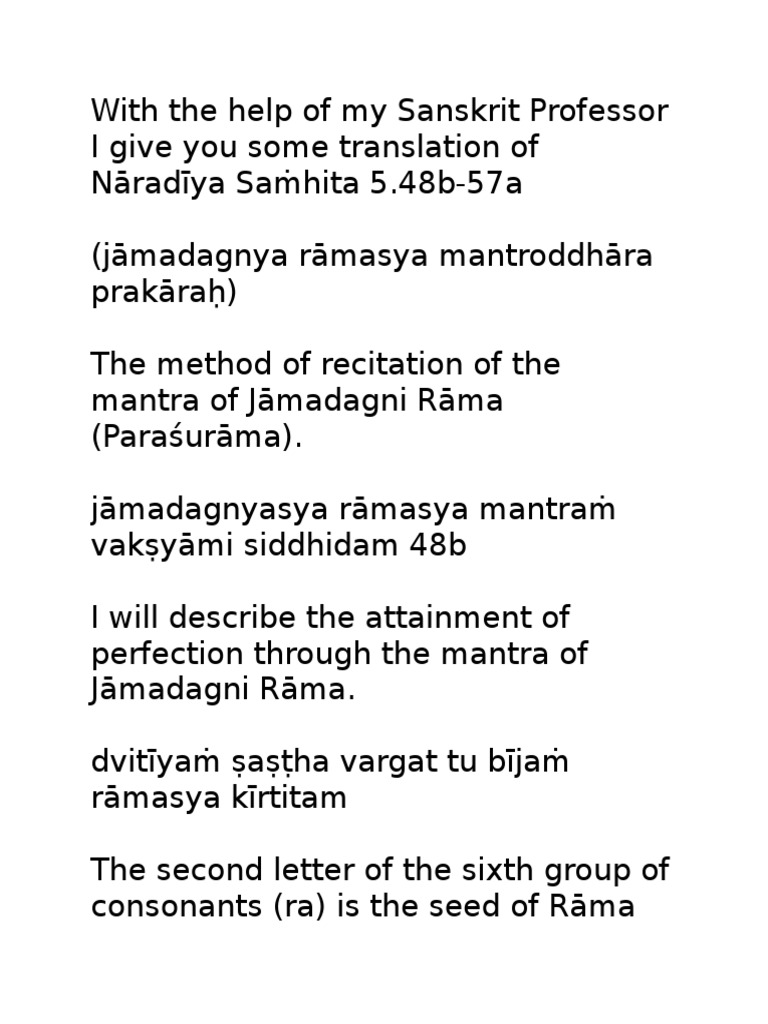 Parasurama Mantra in Pancaratra | PDF | Mantra | Indian Religions