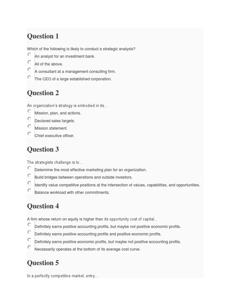 Business Strategy Questions | PDF | Profit (Economics) | Demand