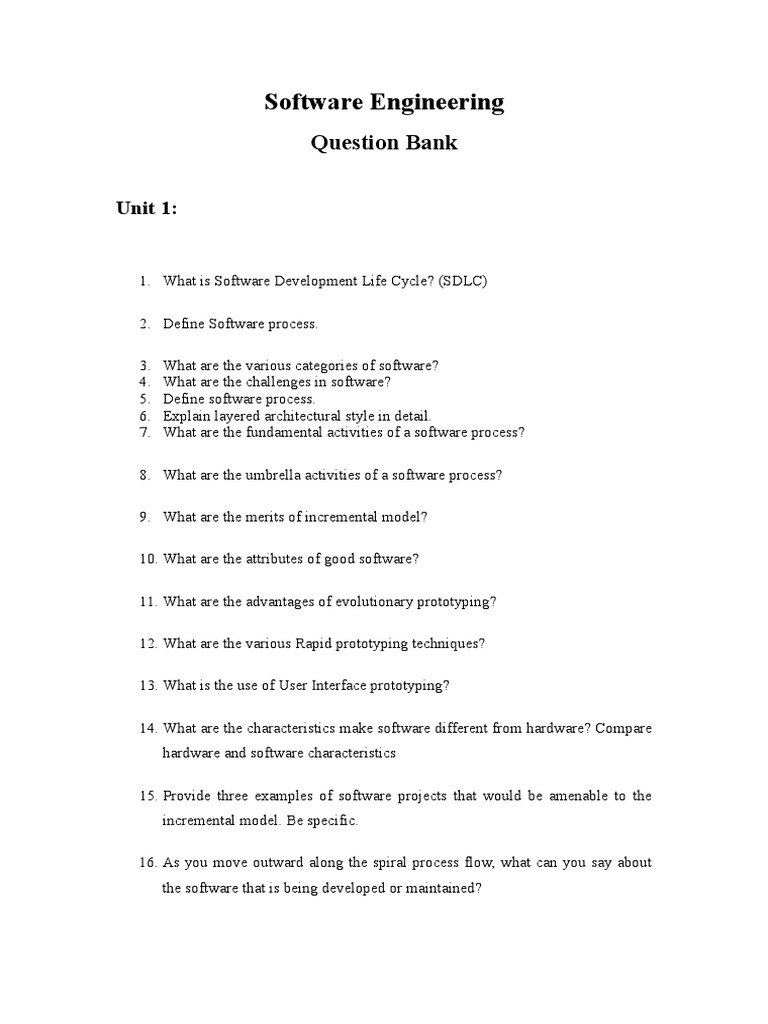 Software Engineering Question Bank | PDF | Software Development Process | Scrum (Software ...