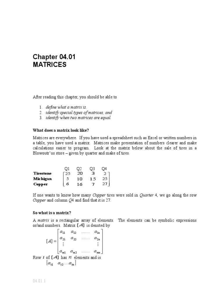 Matrices: What Does A Matrix Look Like? | PDF | Matrix (Mathematics) | Operator Theory