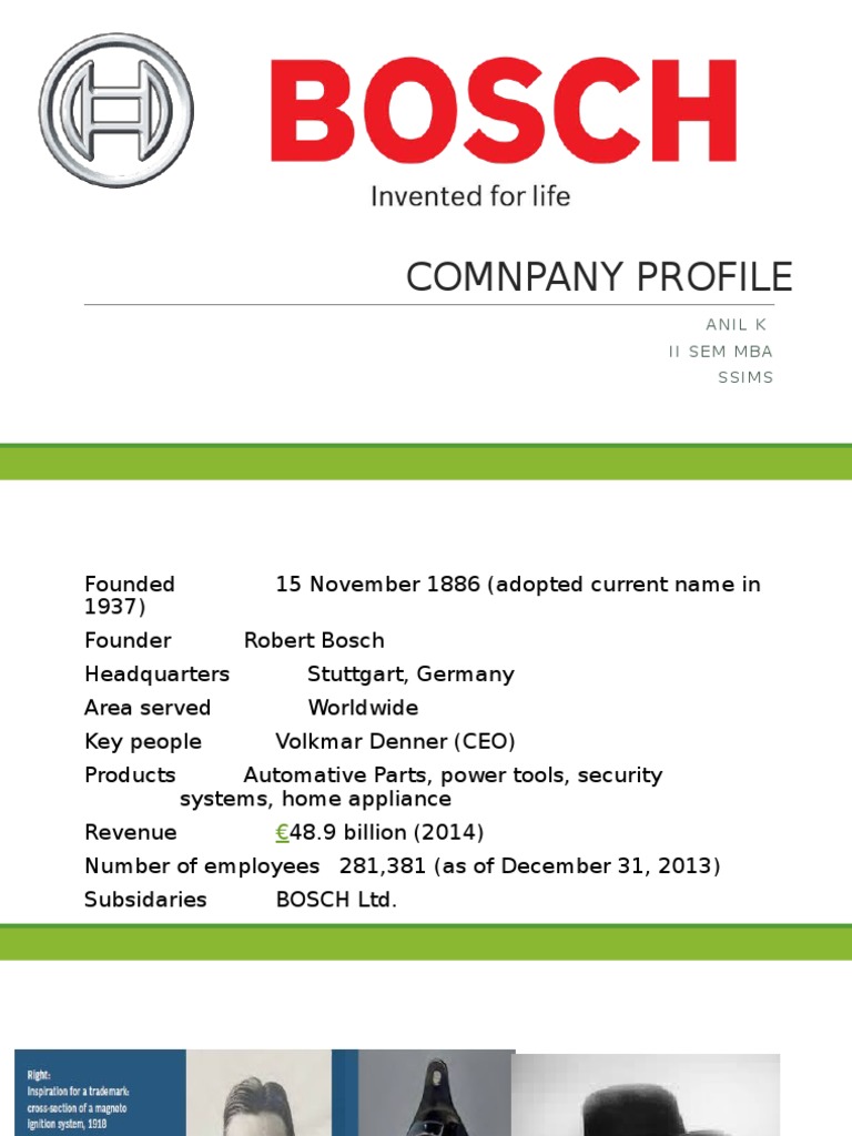 Bosch Co. ppt | Manufacturing And Engineering | Business