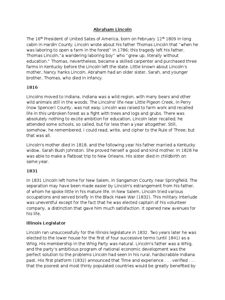 Abraham Lincoln: Life and Legacy | PDF | Abraham Lincoln | American ...