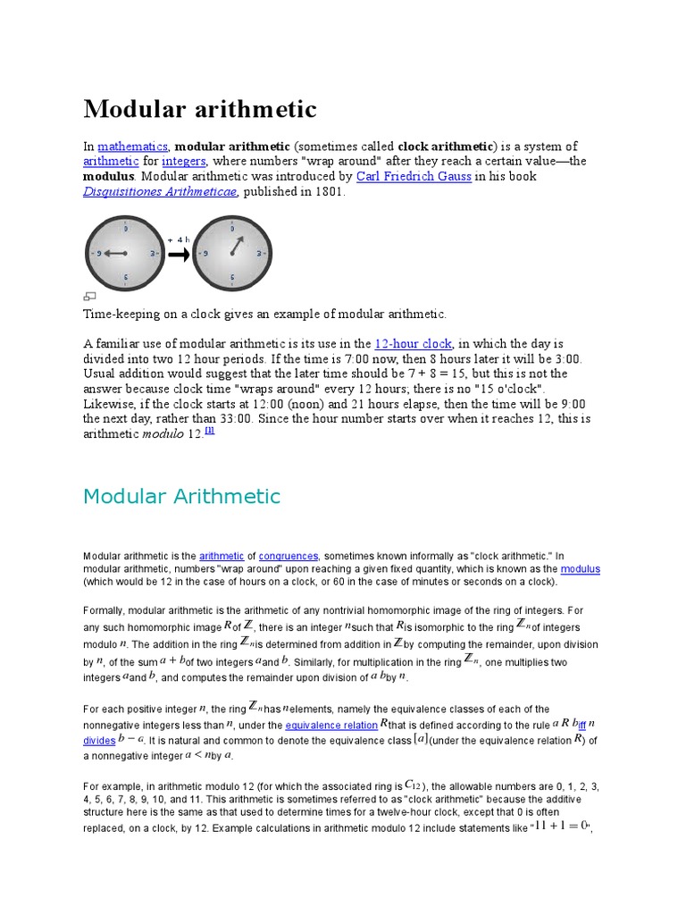 Modular Arithmetic | PDF | Ring Theory | Algebra