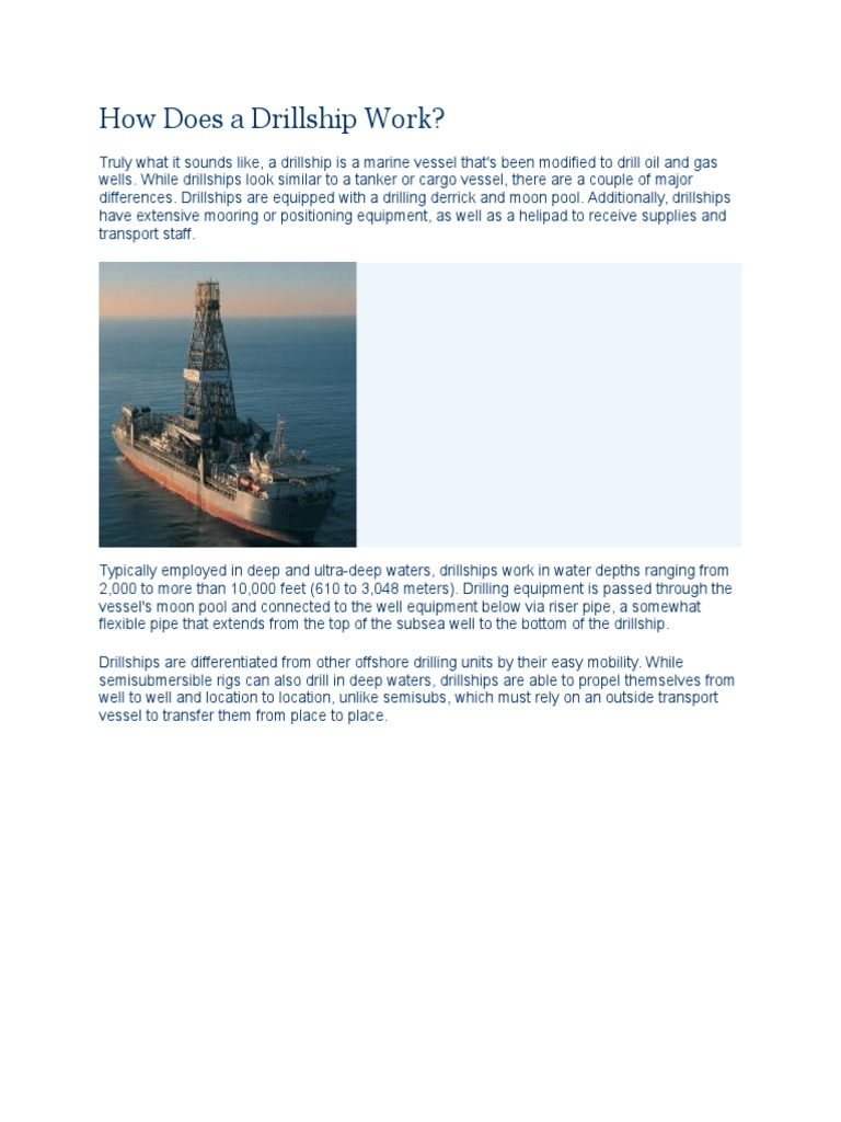 Drillship Functionality Explained | PDF | Ships | Watercraft