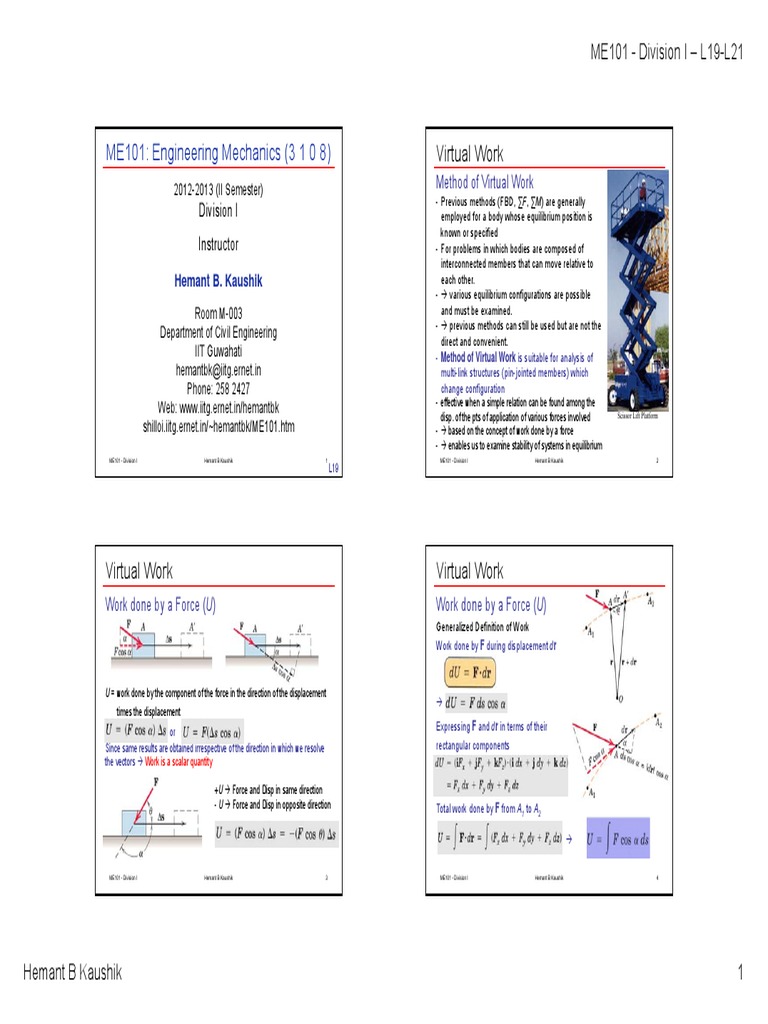 ME101 Lecture19 21 HBK | PDF | Potential Energy | Force