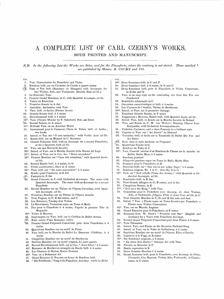 Complete Works of Carl Czerny | PDF | Ludwig Van Beethoven | Classical ...
