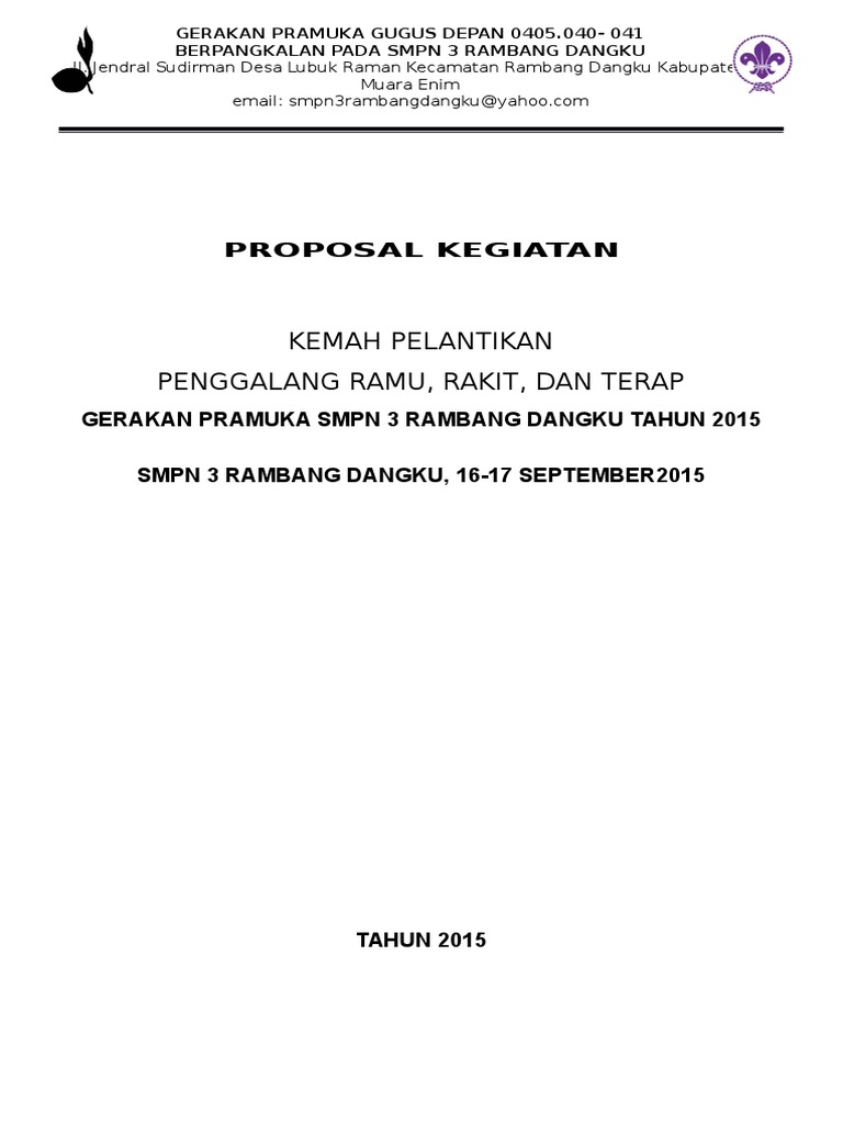 Proposal Kegiatan Kemah Pelantikan Penggalang | PDF