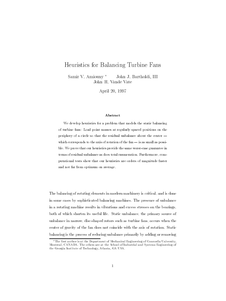 Samir V. Amiouny John J. Bartholdi, III John H. Vande Vate April 20 ...