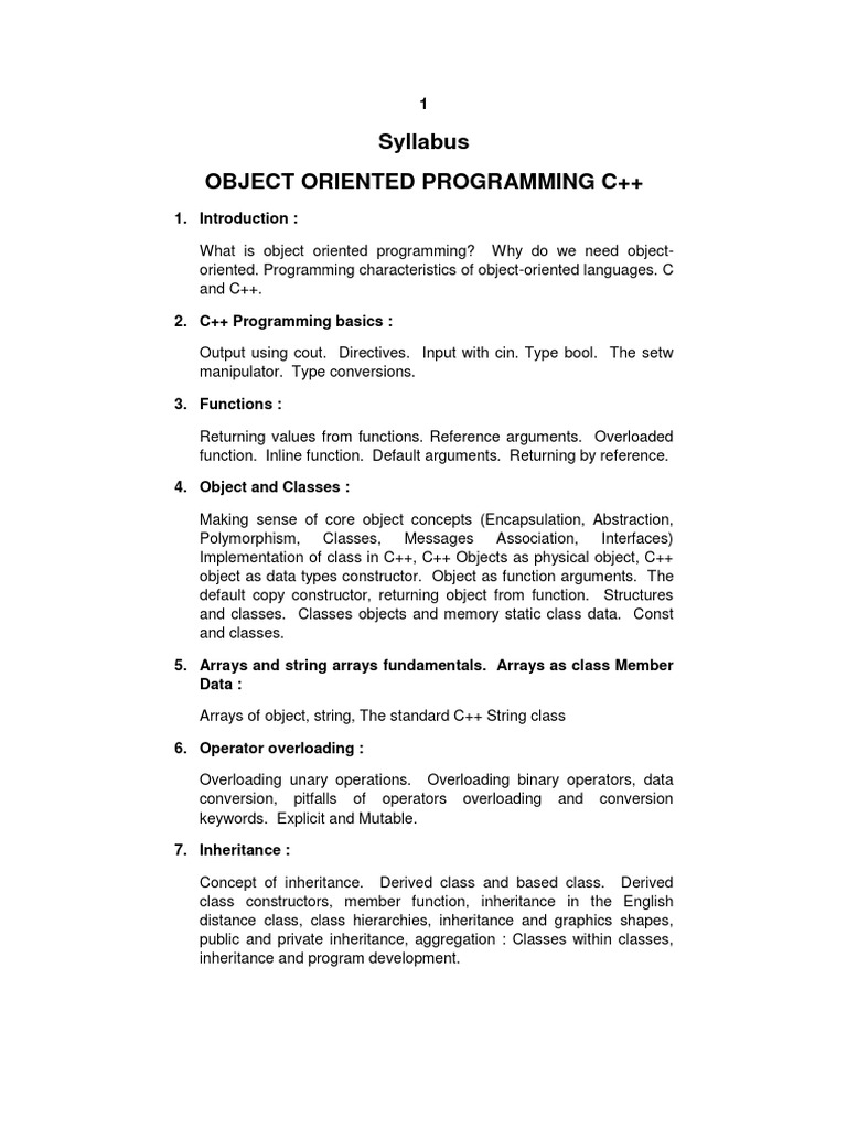 C Object Oriented Programming Pdf Class Computer Programming