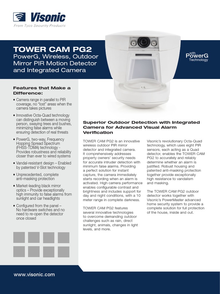 Visonic TOWERCAMPG2 Data Sheet | PDF | Electronics | Electromagnetic Radiation