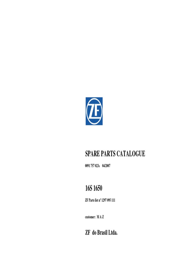 Spare Parts Catalogue: ZF Do Brasil Ltda | PDF | Manual Transmission ...