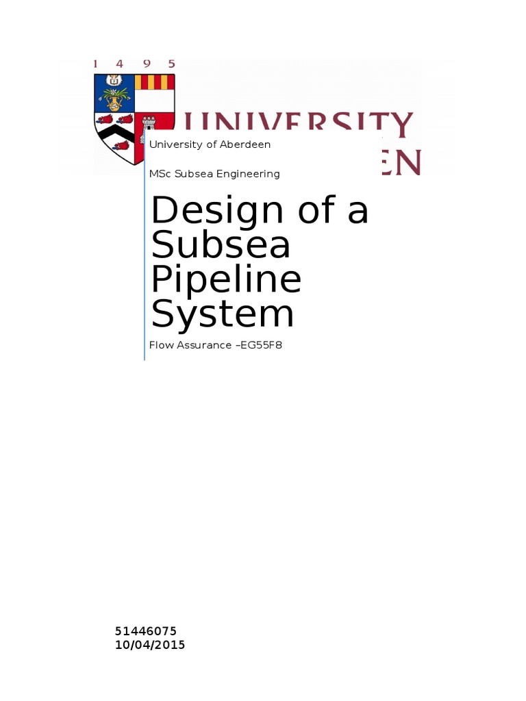 Subsea Pipeline Design Report. | PDF | Building Insulation | Fluid Dynamics