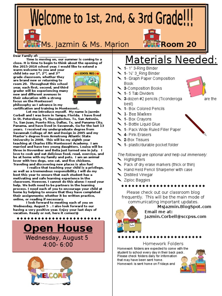 2015-2016 Welcome Letter | PDF | Learning | Behavior Modification