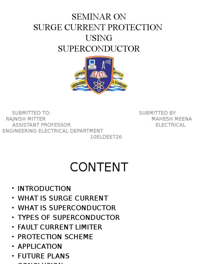 Surge Current Protection Using Super Conductors | PDF ...