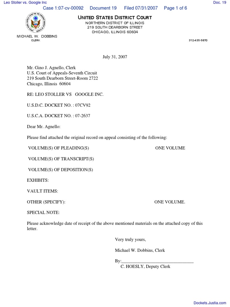 Leo Stoller vs. Google Inc - Document No. 19 | PDF | Separation Of ...