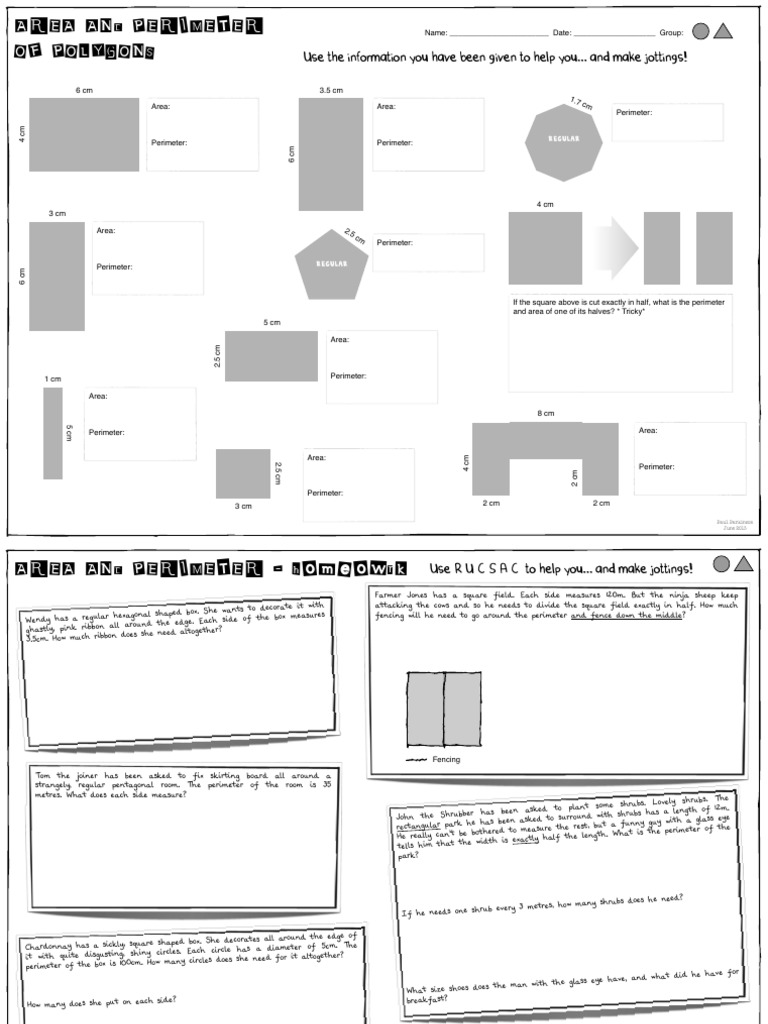 Area and Perimeter of Polygons Worksheet | PDF | Geometric Measurement ...
