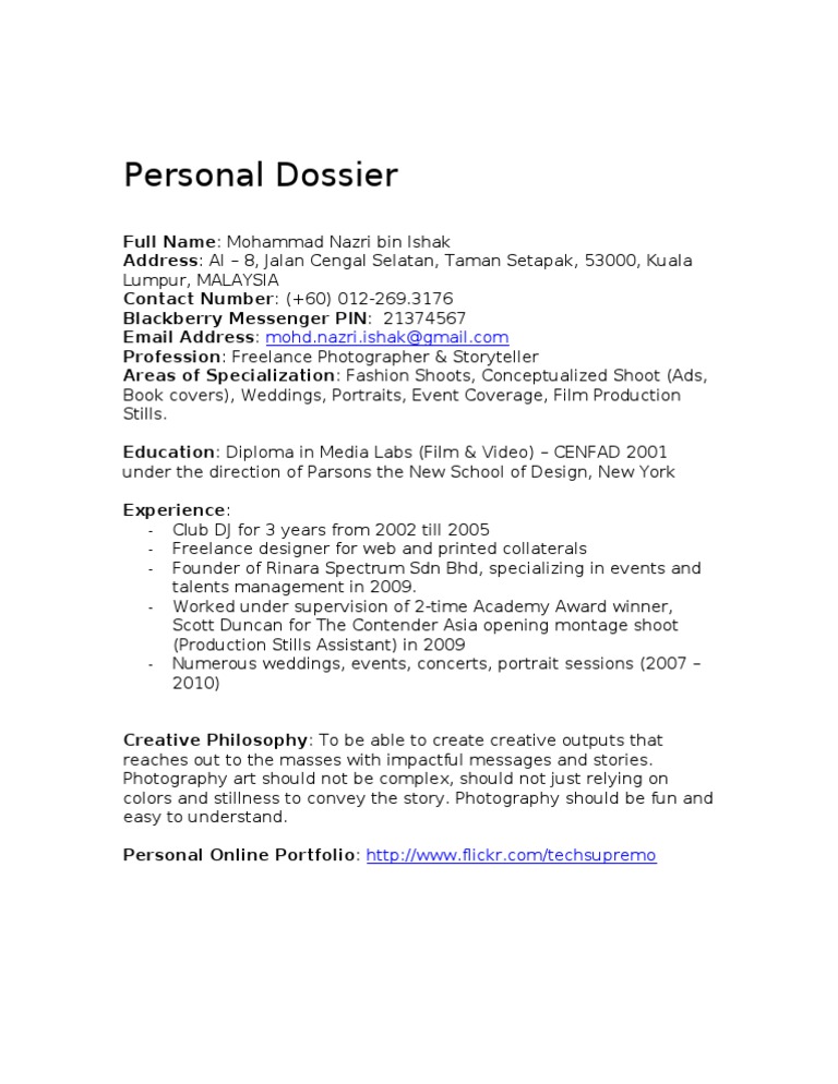 Personal Dossier | PDF