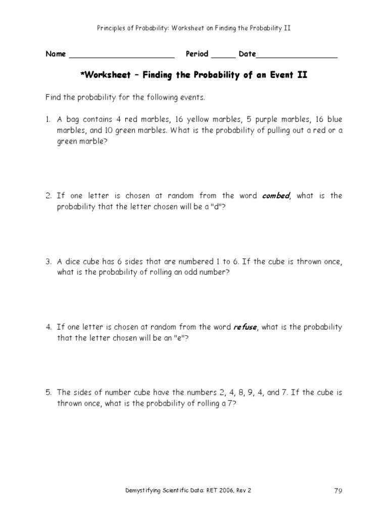 Worksheet Find Prob | PDF