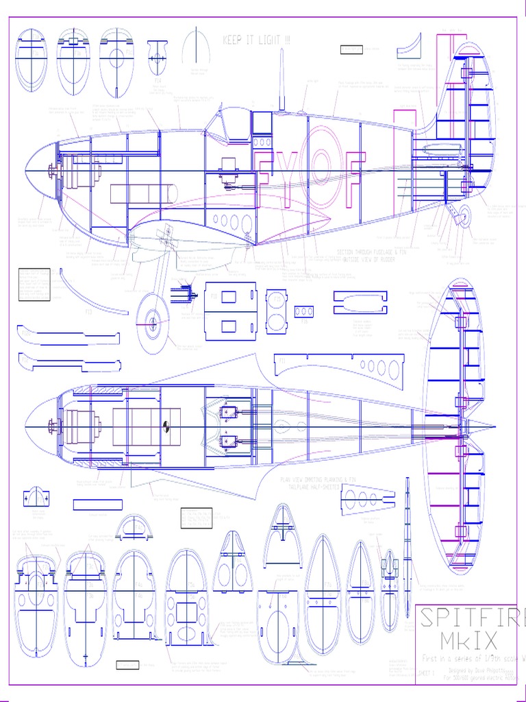 Spitfire Mk IX Construction Plans | PDF | Plywood | Spar (Aeronautics)
