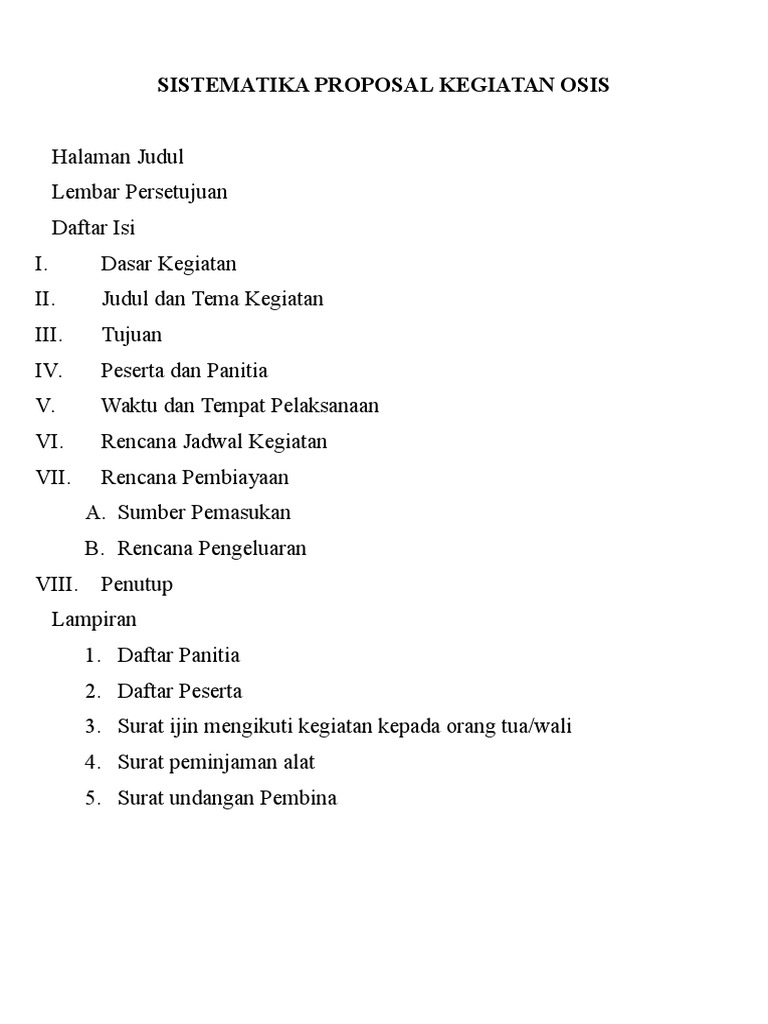 Sistematika Proposal Kegiatan Osis | PDF