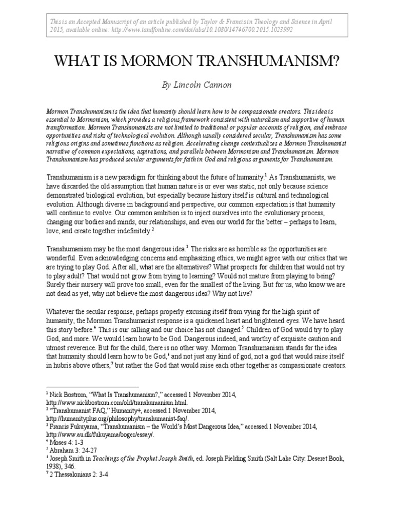 Understanding Mormon Transhumanism | PDF | Transhumanism | Jesus